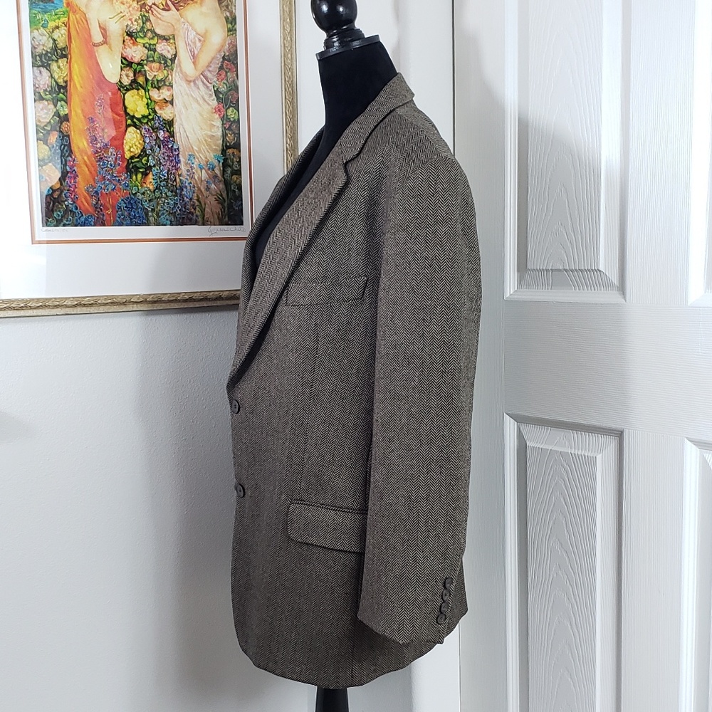 Calvin Klein Herringbone Blazer Mark Shale Sz 42 - Gem